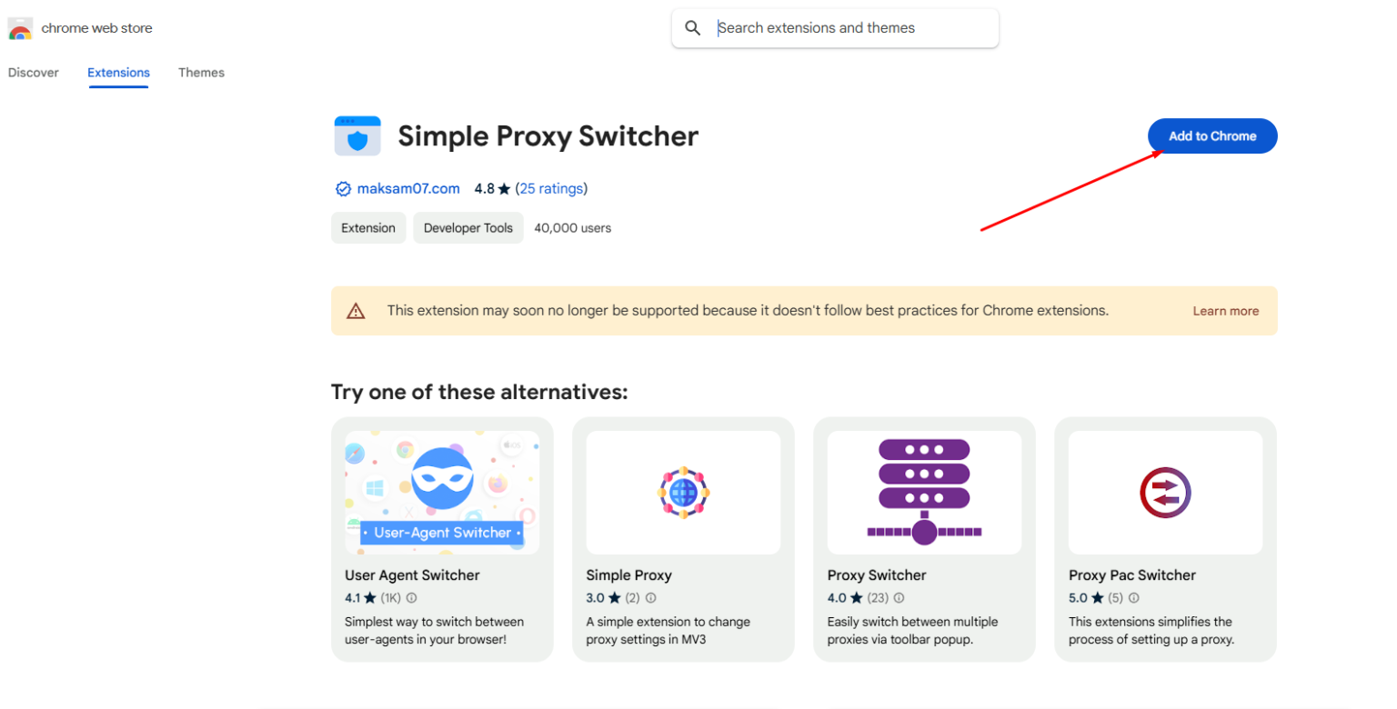 Hướng dẫn sử dụng Proxy trên trình duyệt Chrome bằng Simple Proxy Switcher - VProxy